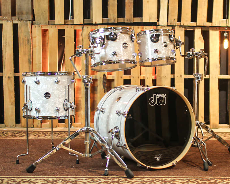 DW Performance White Marine Pearl Fusion Drum Set - 16x20, | Reverb