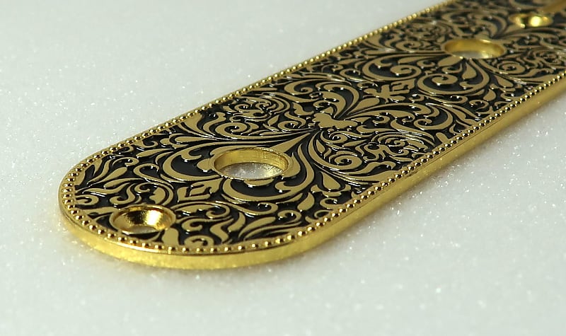 Tele® Custom Embossed Gold/Black Control Plate Exotic Custom | Reverb