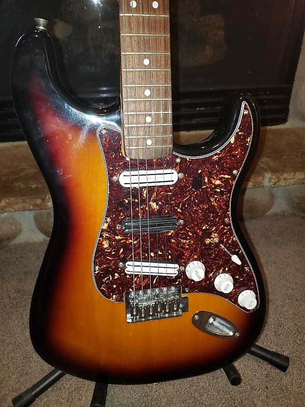 Squier Stratocaster Upgraded Hot Rail Pickups Sunburst | Reverb