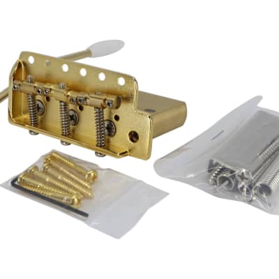 Strat/Tele - Trem Bridge w/ 1/4" Brass Saddles - Satin Gold | Reverb