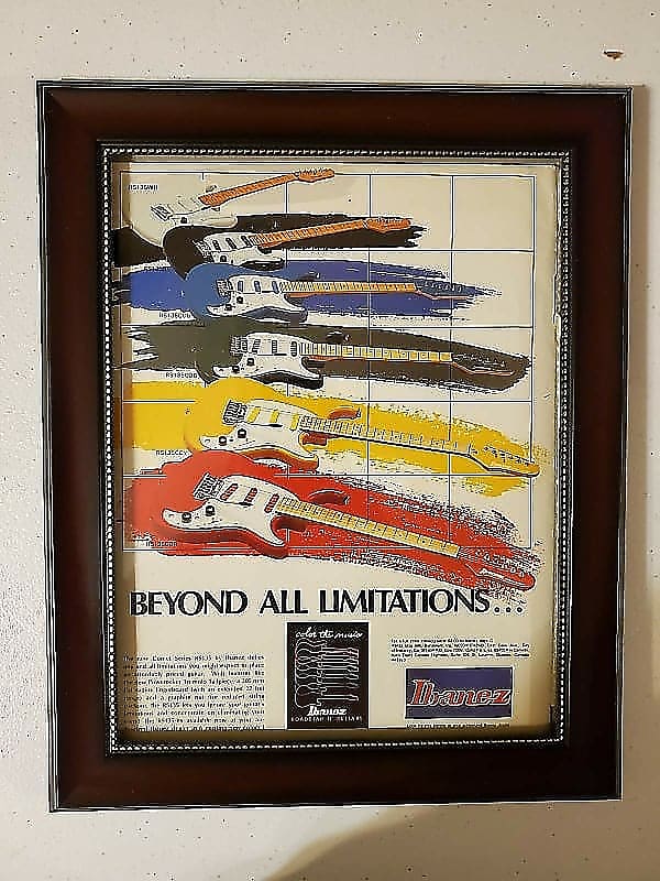 1984 Ibanez Guitars Color Promotional Ad Framed Ibanez RS-135 | Reverb