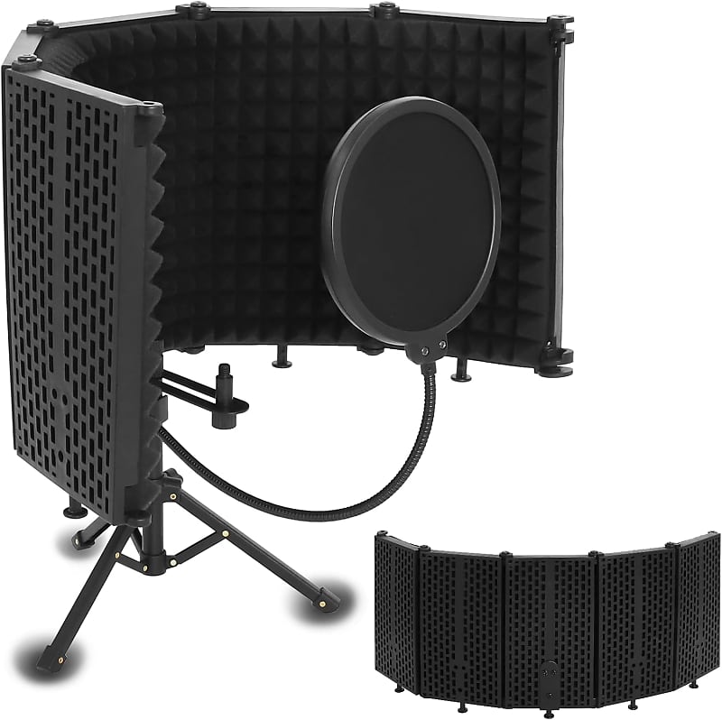 Microphone Isolation Shield with Pop Filter, 5-Fold Foldable | Reverb
