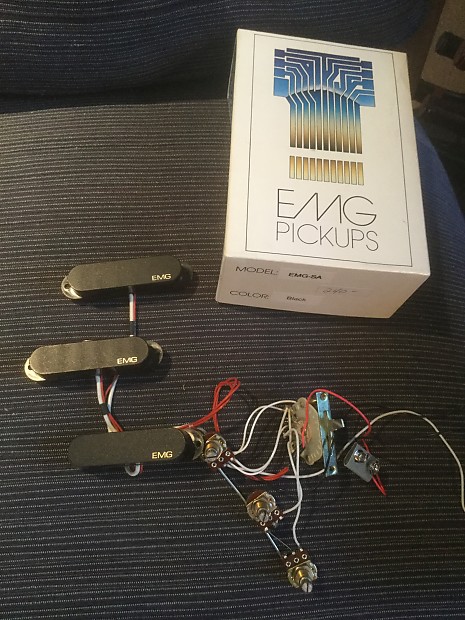 EMG-SA Strat Pickups~ Black, Wired to Volume, Tone, Selector | Reverb