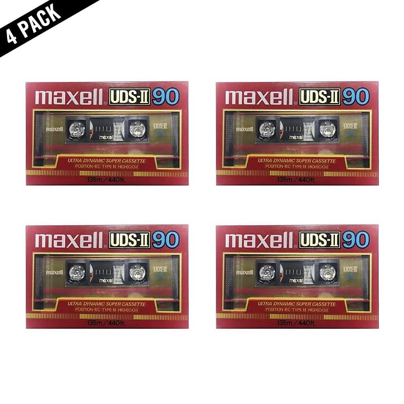 1986 Maxell UDS-II 90 Type II Cassette Tape - 4 Pack | Reverb