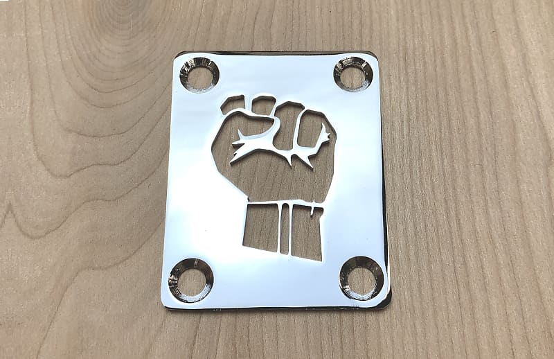 Fist Neck Plate For Bolt On Neck Guitar or Bass - Chrome | Reverb