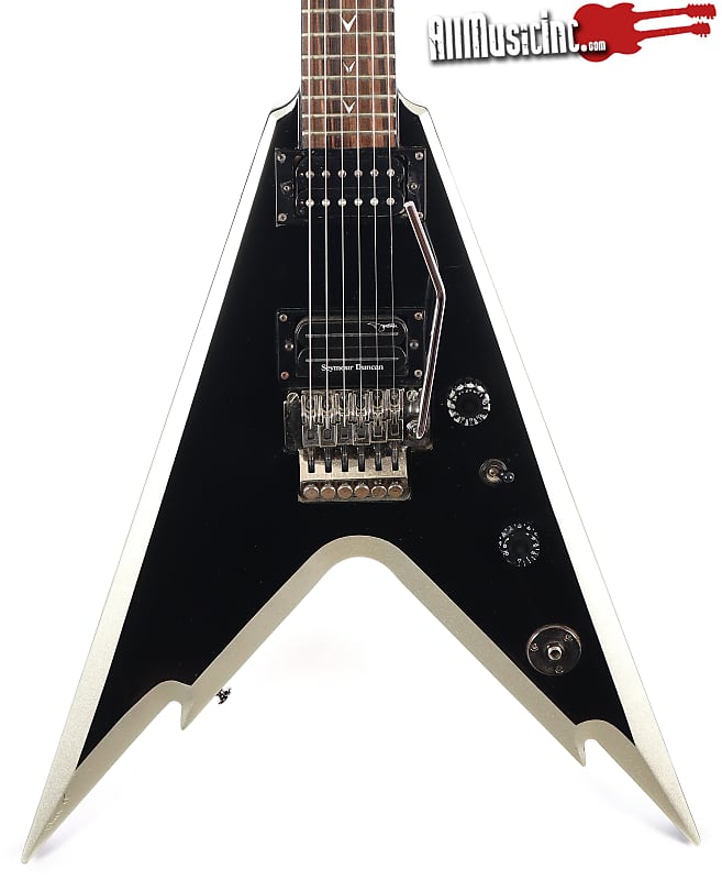 Dean Dimebag Dime Razorback Flying V Black Silver Bevel | Reverb