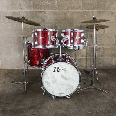 Rogers Late 60s Holiday Red Onyx Pearl 4 Piece Drum Kit | Reverb