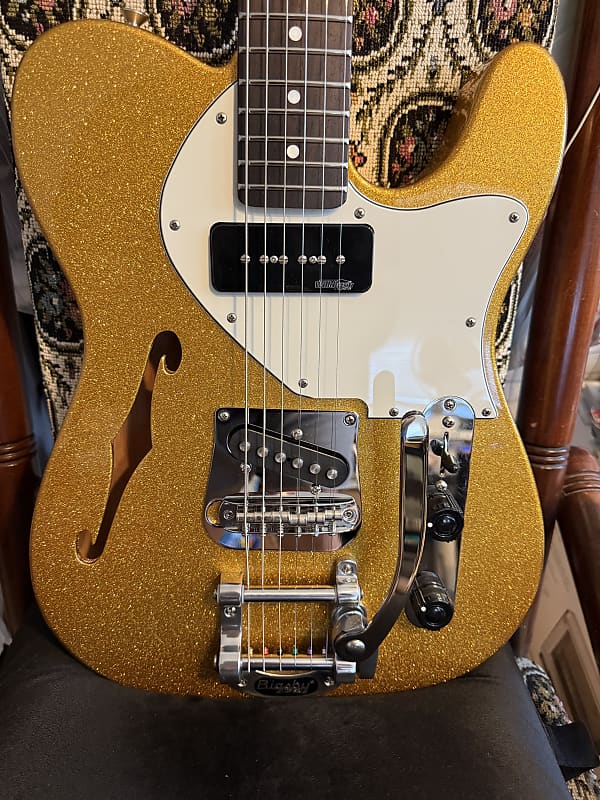 Bitz Custom Telecaster Semi-hollow - Gold Sparkle | Reverb