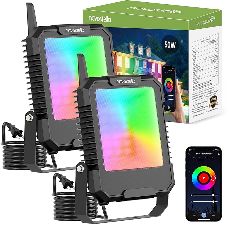 Smart Flood Lights 50W 2Pcs Rgb+Cw 2700K-6500K, Outdoor | Reverb