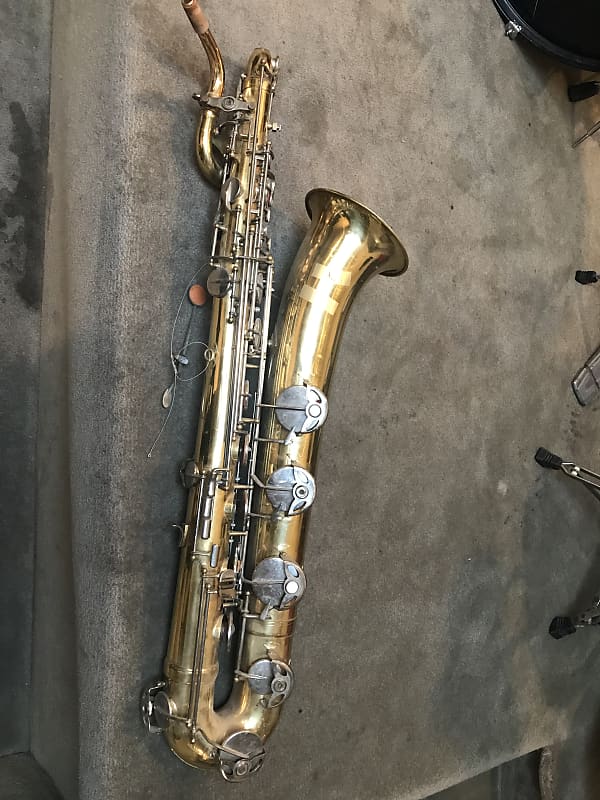 Mystery Low A Baritone Saxophone Eb - Gold Laquer | Reverb