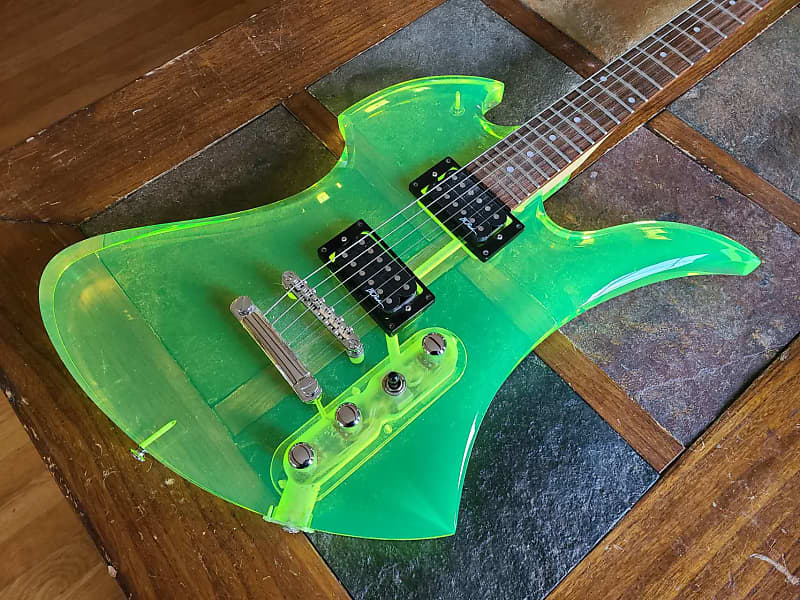 B.C. Rich Mockingbird clear acrylic lucite - Yellow / Green | Reverb
