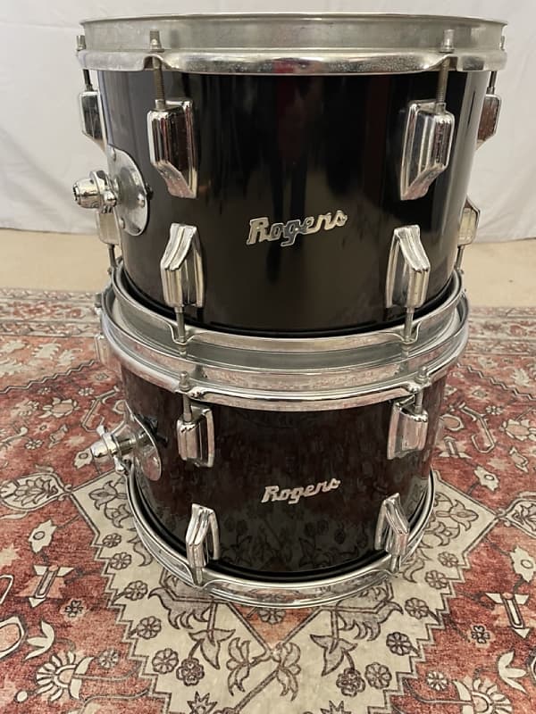 1970s Rogers Power Tone Rack Toms - Black | Reverb