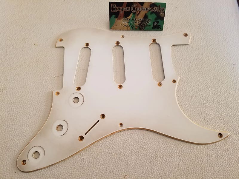 Fender MIJ Stratocaster Pickguard Aged Relic White | Reverb