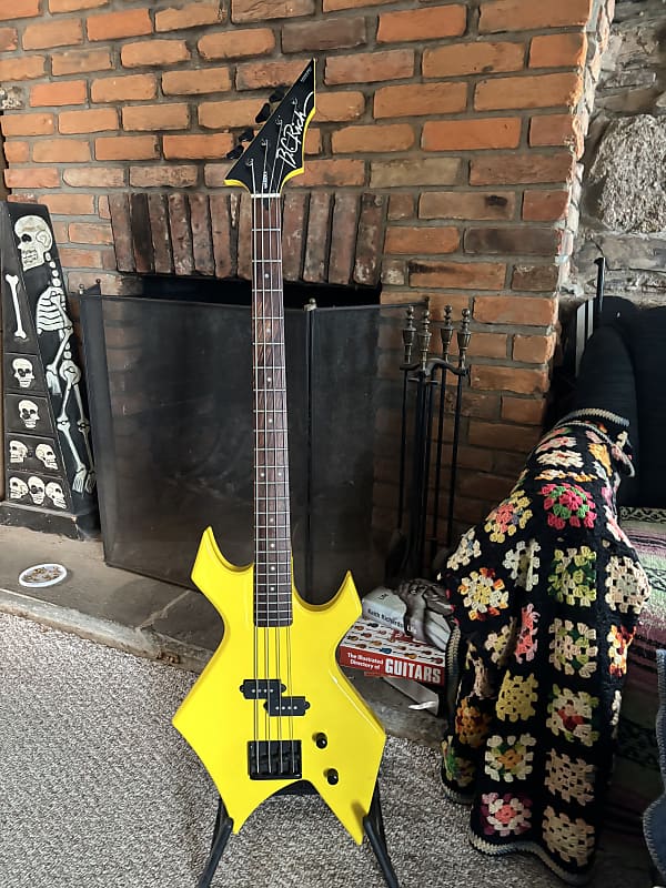 1990s BC Rich Warlock Platinum Series Bass- MIK - Yellow | Reverb