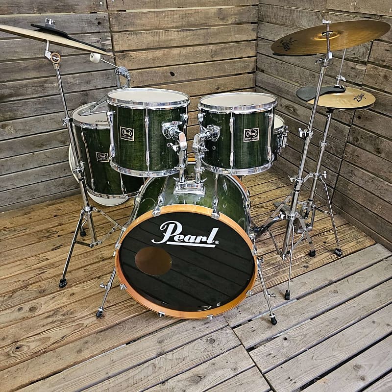 Drum Kit Pearl Export, Green With Hardware And Zildjian | Reverb UK