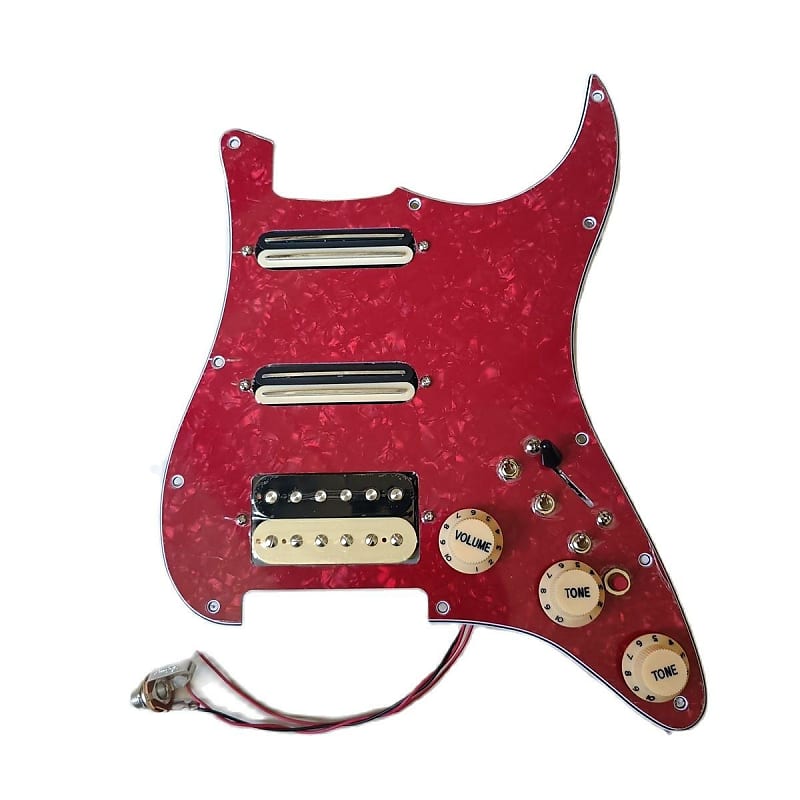 Red Pearl Strat Style Guitar Multi Switch Prewired Pickguard | Reverb