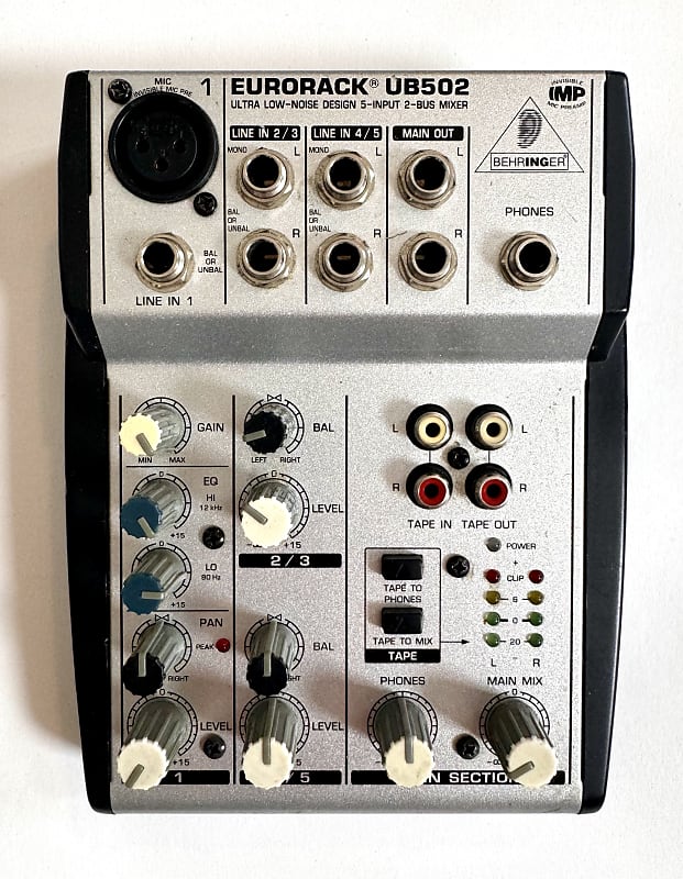 Behringer Euro Rack UB 502 5 Input 2 Bus Compact Mixer w/ | Reverb
