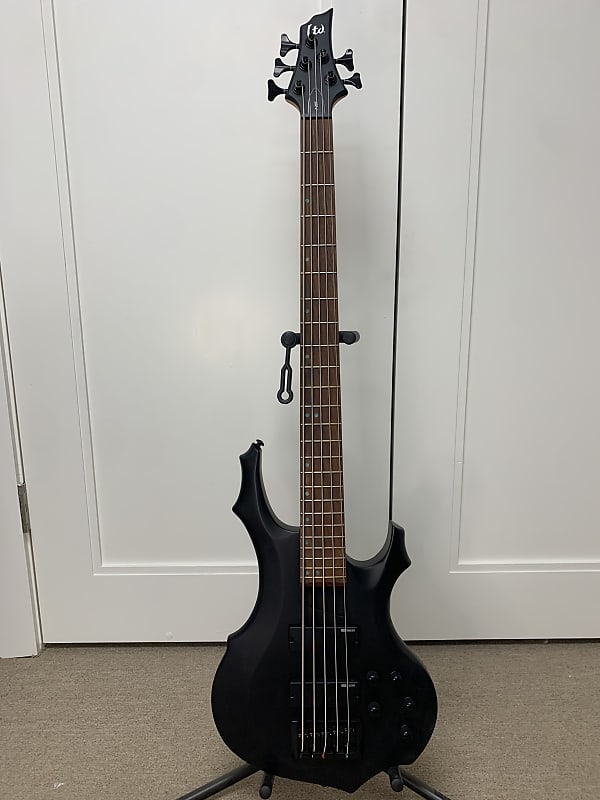 ESP LTD F-205 Five String Bass Guitar - Black Satin | Reverb
