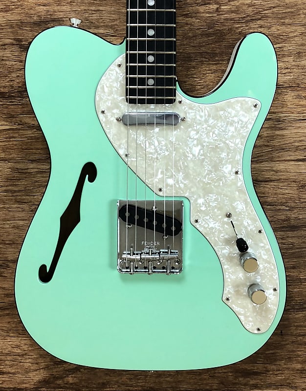 Fender Two-Tone Telecaster Thinline Seafoam Green Ebony | Reverb