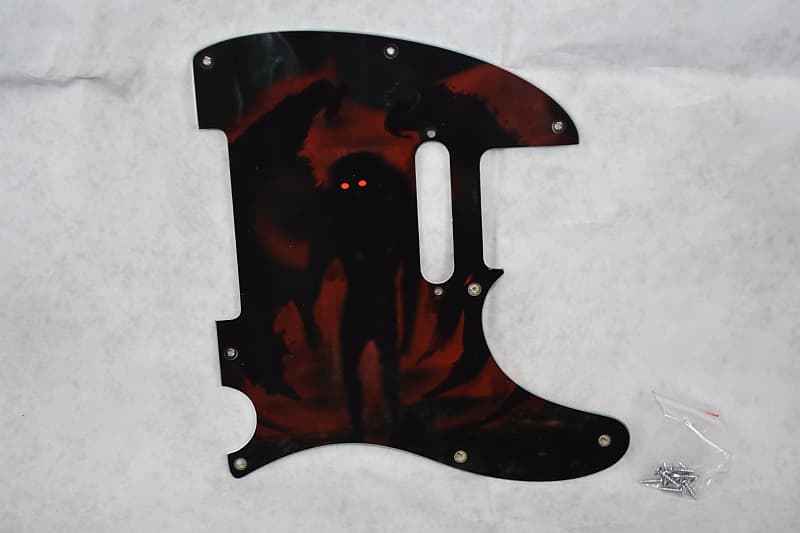 Red Black Demon Mothman 3-ply 8-hole Pickguard For Fender or | Reverb