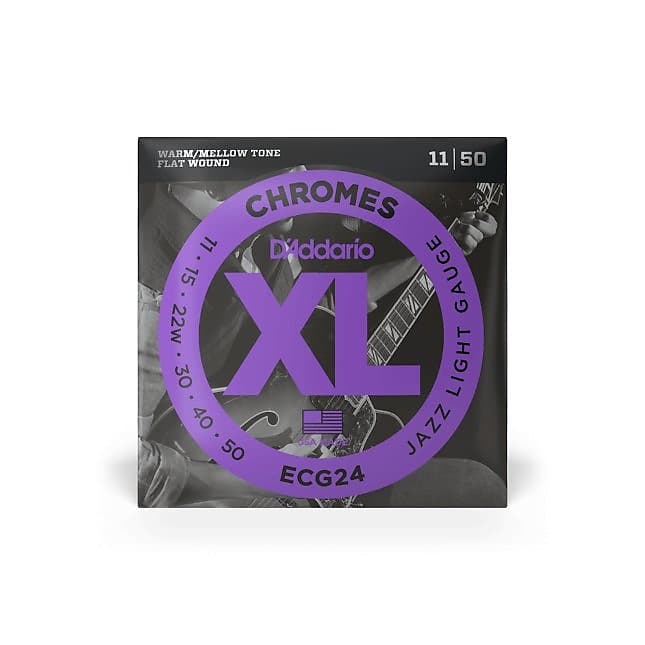 D'Addario XL Chromes Flat Wound Electric Guitar Strings-11-50 | Reverb