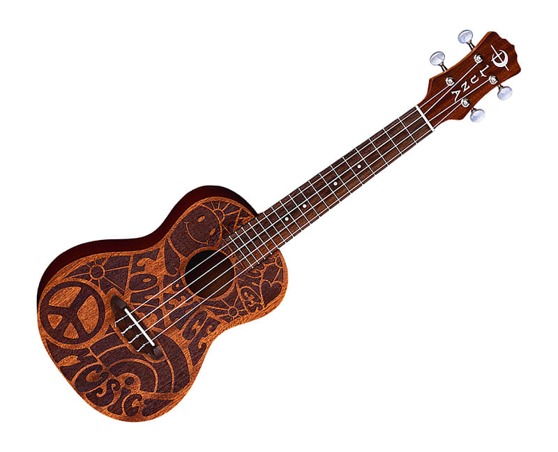 Luna Uke Love Music Peace Concert Ukulele w/Bag | Reverb