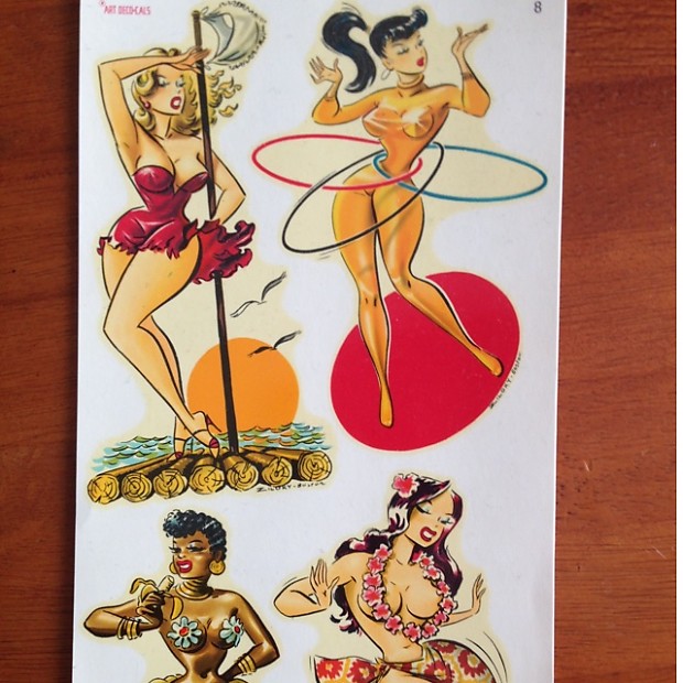 RARE vintage Italian Pinup water slide decals 1950s - 60s | Reverb