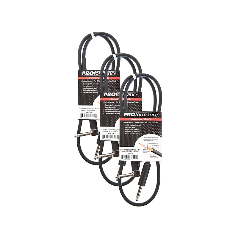 PROformance Instrument Cable 3' Angle-Straight 3 Pack Bundle | Reverb