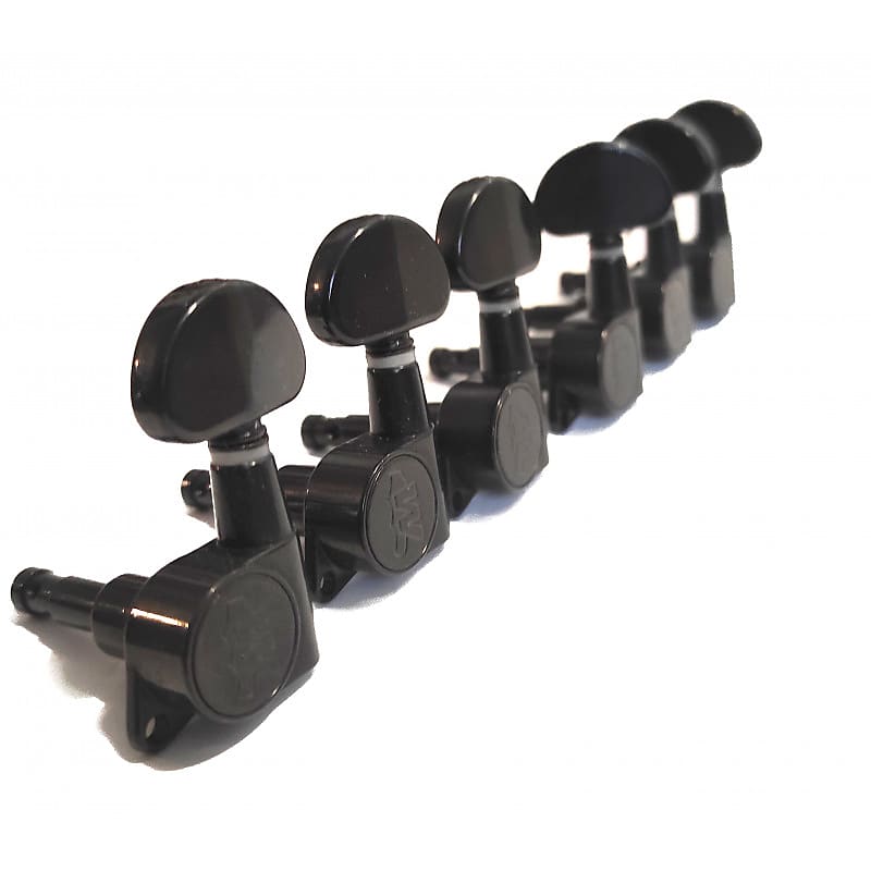 6 in line Left handed Black Wilkinson machine head with flat | Reverb