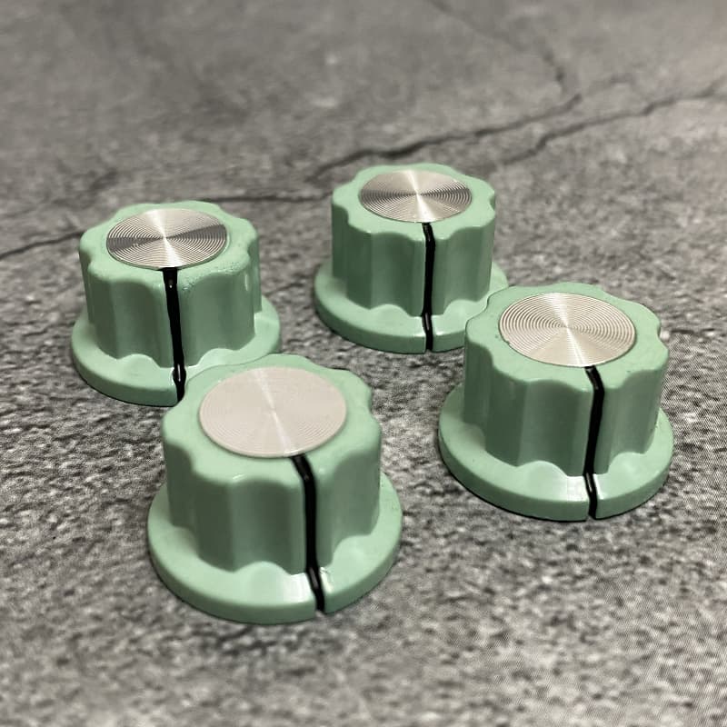 4x Custom Color Green Guitar Pedal Fluted Skirt Control Knob | Reverb