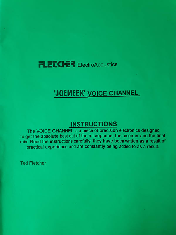 Instructions for Fletcher Electro Acoustics Joemeek Voice | Reverb