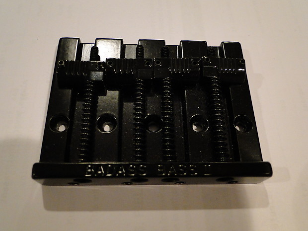 Badass II bass bridge, black, slotted saddles, Bad Ass 2 | Reverb