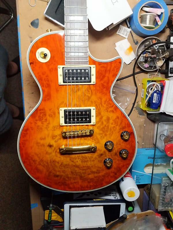 Firefly FFLPS 'Elite' 1 pc Burl top Iced Tea Burst w/upgrades | Reverb