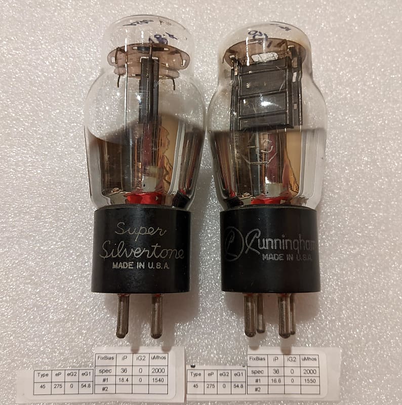 Type 45 Cunningham Made Tubes Matched Pair #45 Amplitrex | Reverb UK