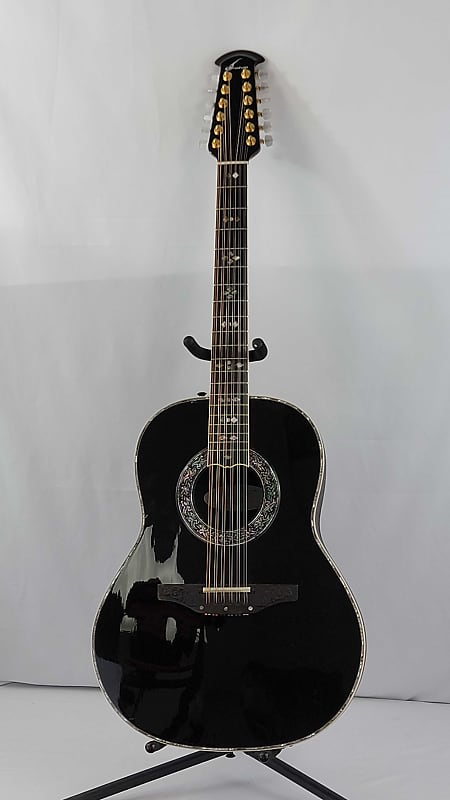 Ovation 1759 12 String Guitar Black Reamp | Reverb