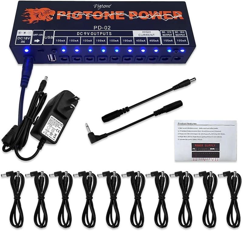 Guitar Effect Pedal 10 DC Outputs Power Supply for 9V 12V 18V | Reverb