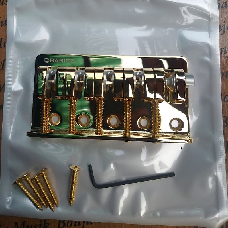 BABICZ FCH 5-STRING BASS BRIDGE Z-SERIES 5-HOLE MOUNT - GOLD | Reverb