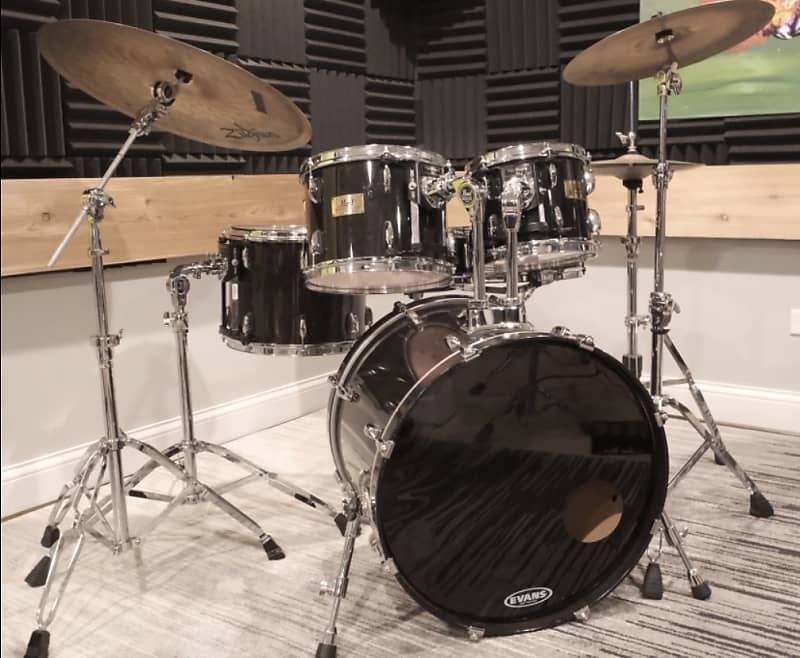 Pearl Session Custom Maple Drum set Black drums | Reverb