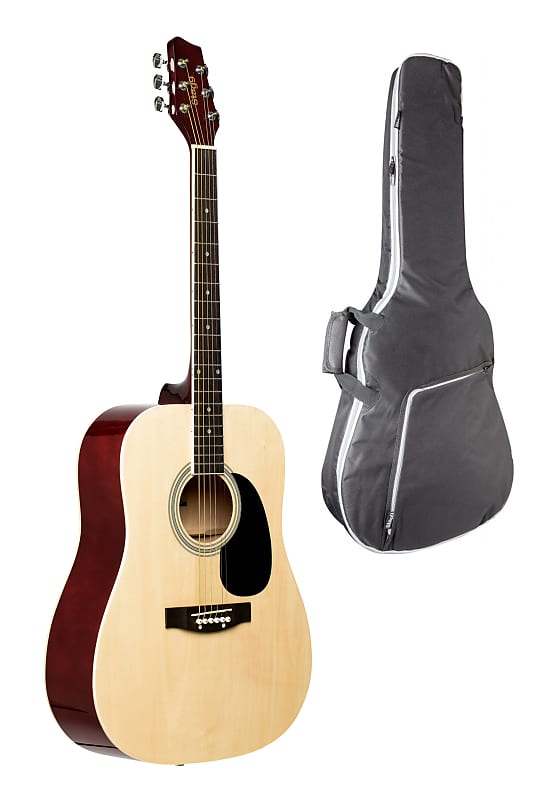 Stagg Full Size Dreadnought Acoustic Guitar, Natural w/ Gig | Reverb