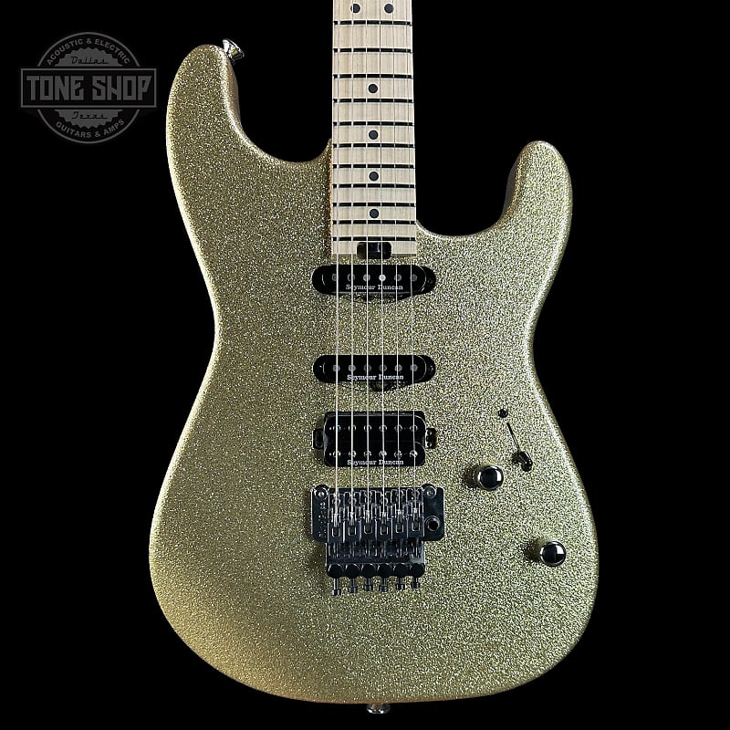 Charvel Custom Shop San Dimas HSS Gold Sparkle w/case | Reverb