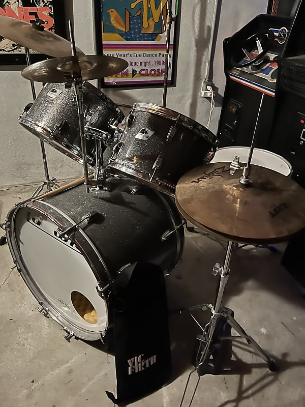 Ludwig Rocker 2 Drum Set with Black/White Badges 1984 Silver | Reverb