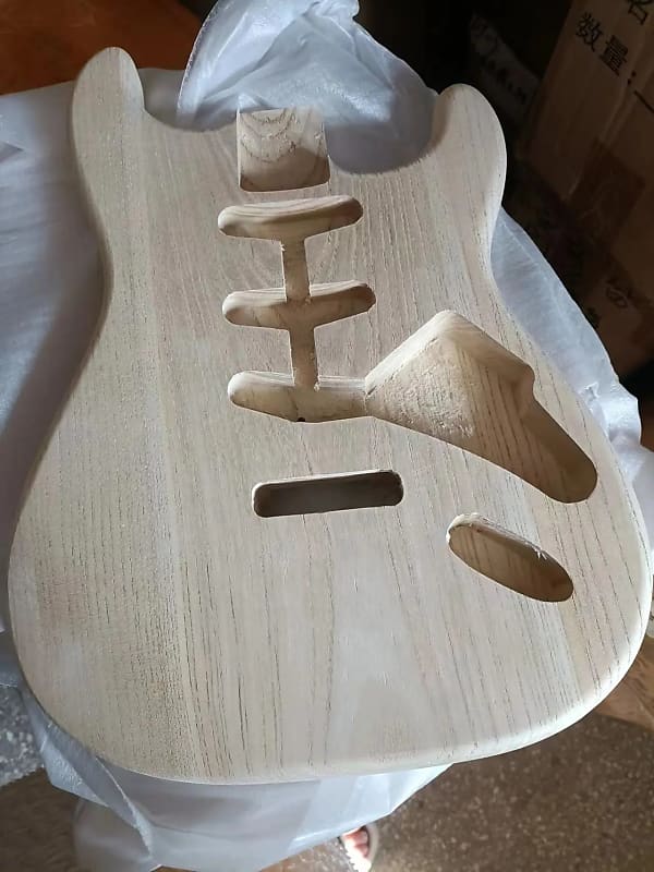 Unfinished Ash Wood Guitar Stratocaster Strat Style Body | Reverb