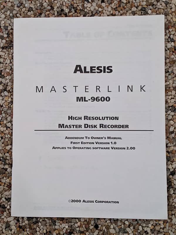 Alesis Masterlink ML-9600 Original Manual | Reverb