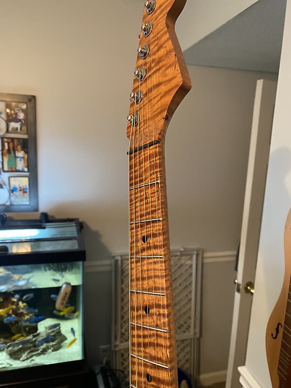 Warmoth Awesome Roasted Maple Flame Strat Neck | Reverb