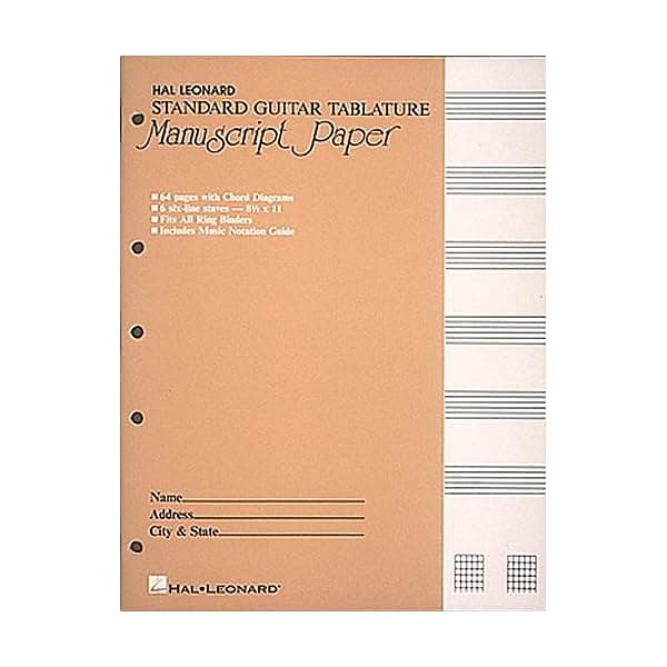 Guitar Tablature Manuscript Paper - Standard | Reverb