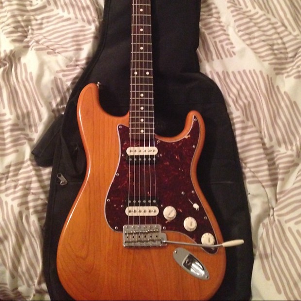 Fender HH Stratocaster MIM , Swamp Ash Body, Amber | Reverb