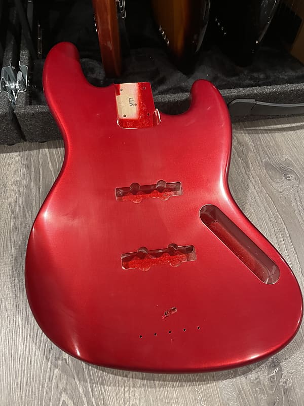 MJT JBT Jazz Bass Alder Body Nitro Candy Apple Red Metallic | Reverb