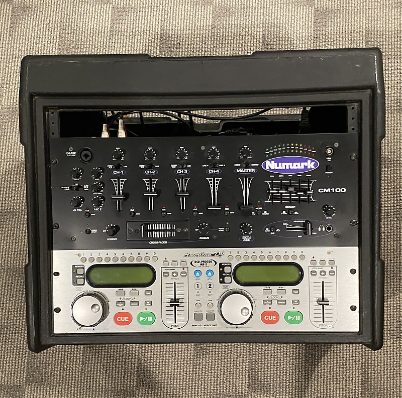AMERICAN DJ DCD-PRO-300 MKII, NUMARK CM100 MIXER, SKB CASE | Reverb
