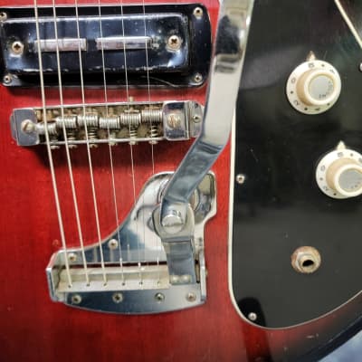 Vintage 1968 Teisco Viper V-2 Redburst Bizzaro Blade Pickups | Reverb