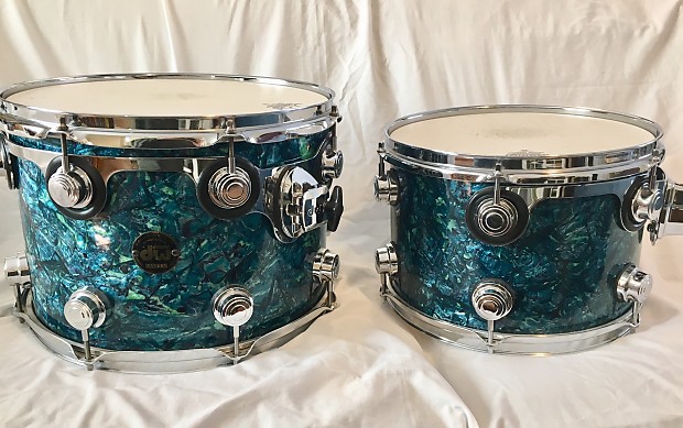 2 DW toms with RARE Electric Turquoise Wrap | Reverb